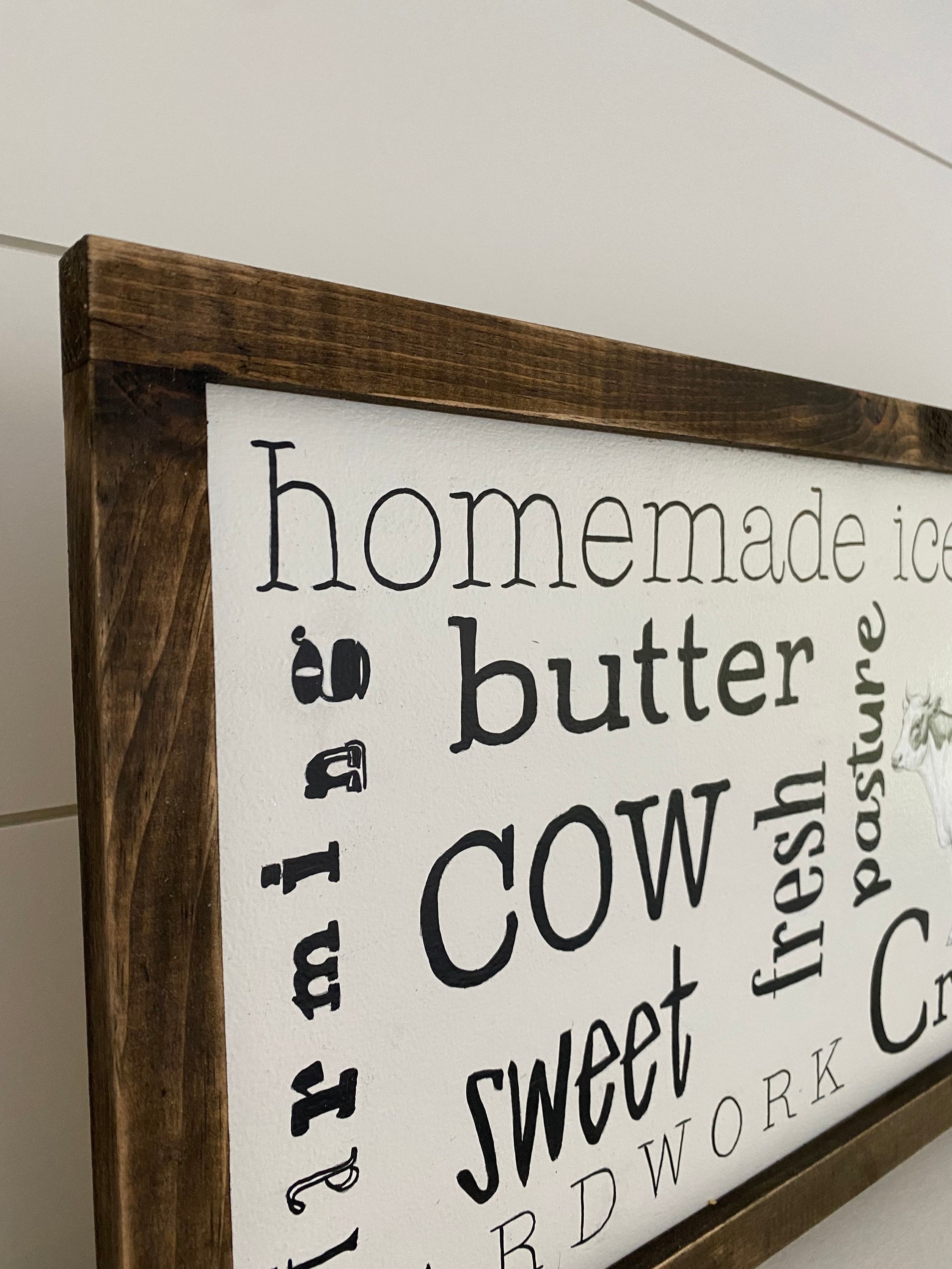 Cow Dairy Words Sign, Dairy Farm, Rustic Creamery Sign, Farmhouse Decor ...