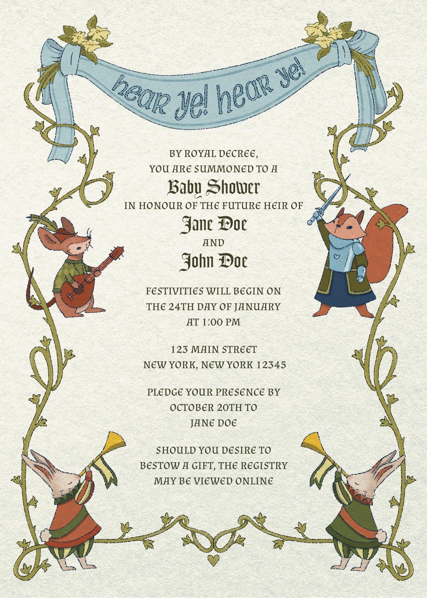 Renaissance Themed Baby Shower Invitation | Digital Download - Etsy