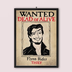 Flynn Rider Wanted Poster - Tangled Movie Print, Disneyworld Wall Art ...