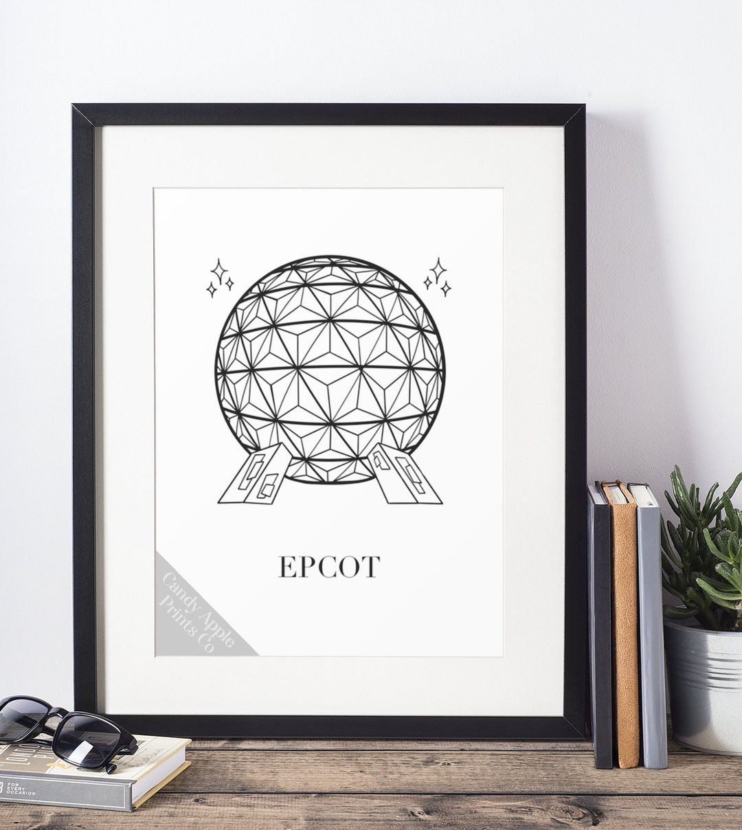 Spaceship Earth Print - Epcot Line Drawing, Black and White - Walt ...