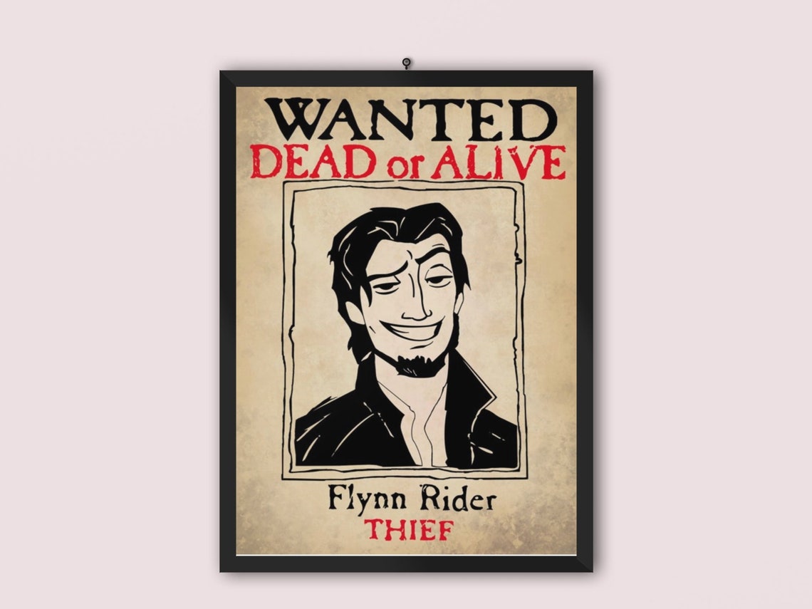 Flynn Rider Wanted Poster - Tangled Movie Print, Disneyworld Wall Art ...