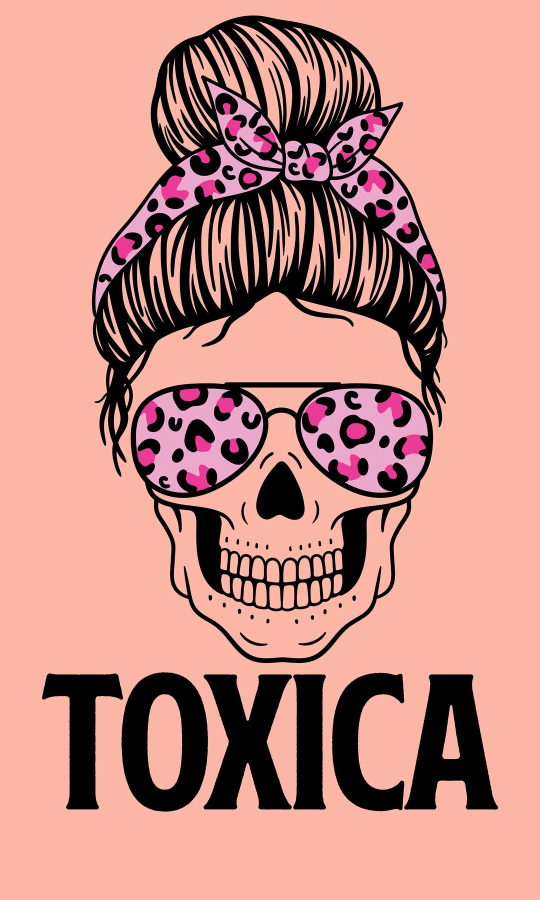 Toxica / Skull With Shades, Hair Bun Toxic Digital Download, Png Easy ...