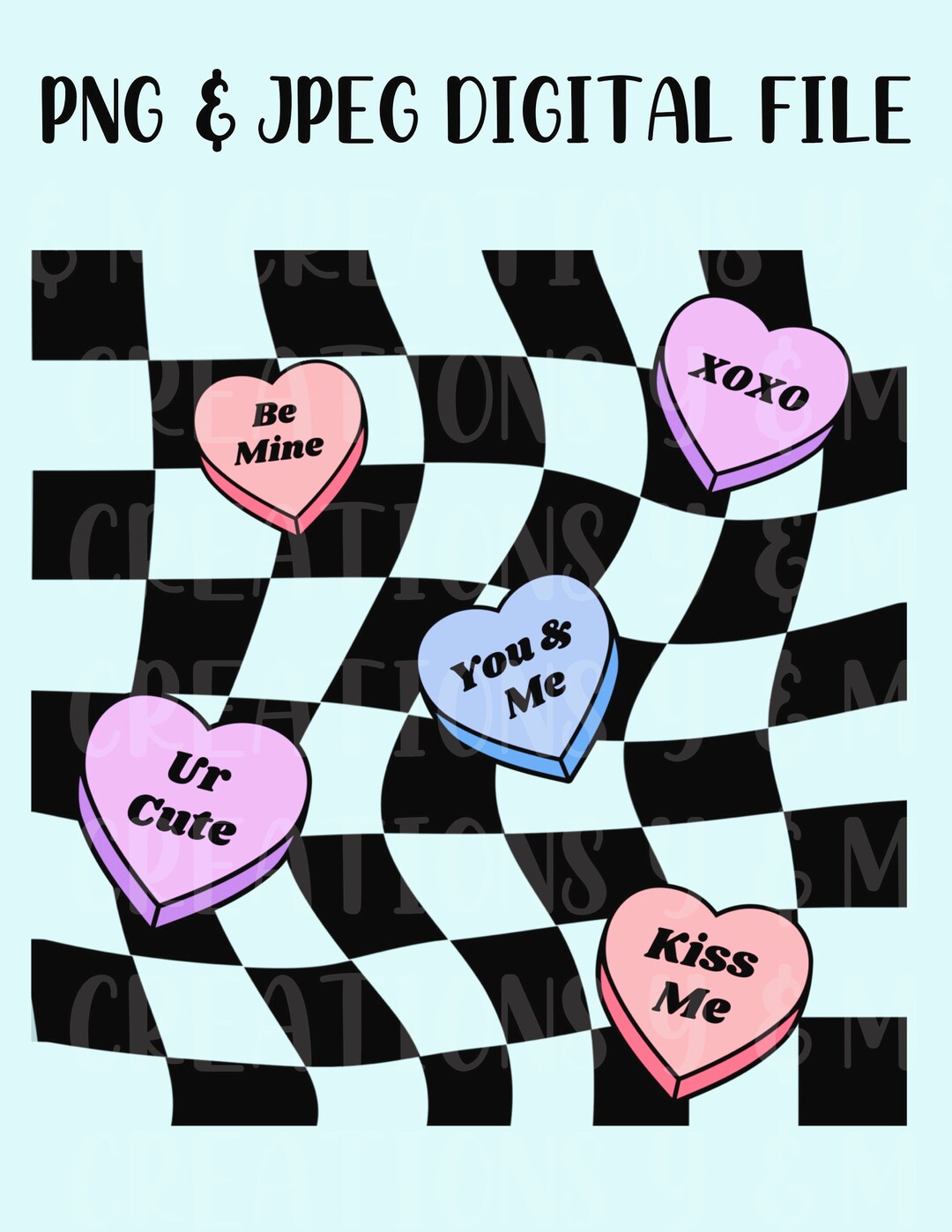 Candy Heart Checkered PNG JPEG: Valentine's Day Digital File - Etsy