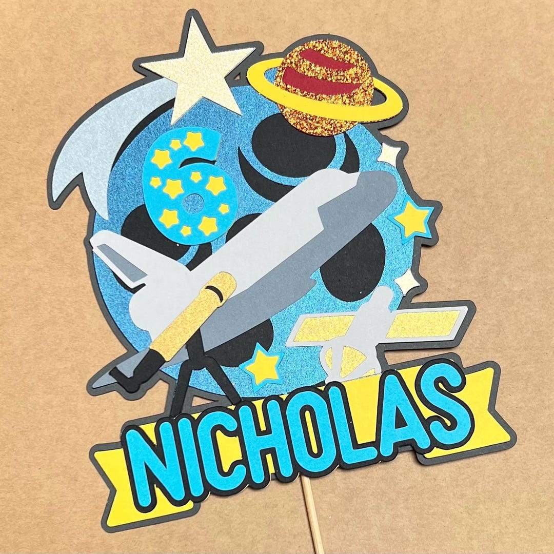 Personalized Outerspace Cake Topper. Astronaut Cake Topper. Spaceship ...