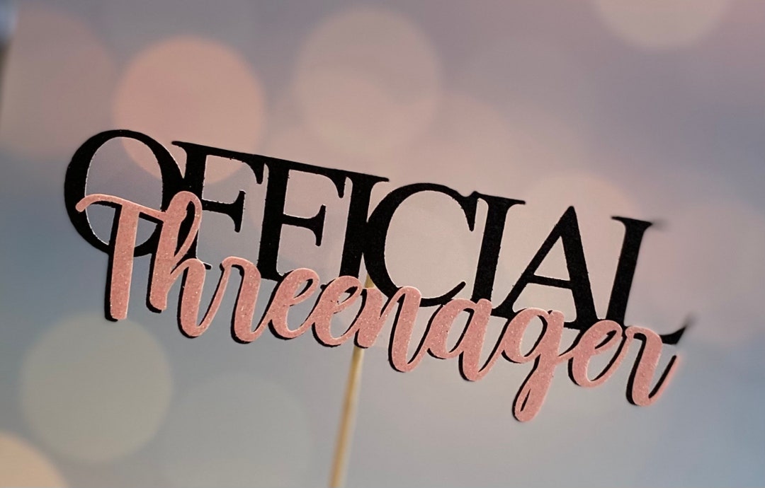 Official Threenager Cake Topper, Glitter Cardstock 3rd Birthday Cake ...