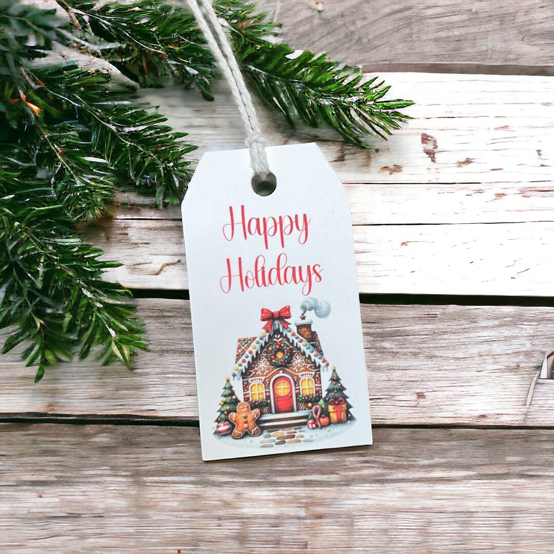 Printed Happy Holidays Gift Tags. Christmas Gift Tags. Custom Holiday ...