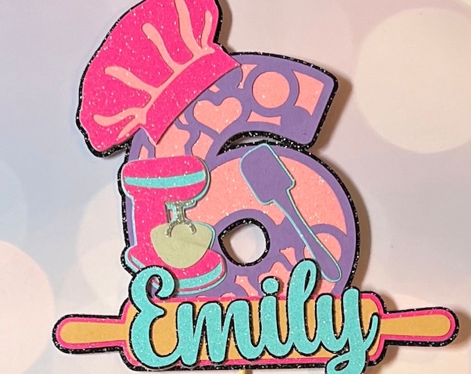 Baking Birthday Cake Topper, Chef Theme, Bakery Party Decor, Baker ...