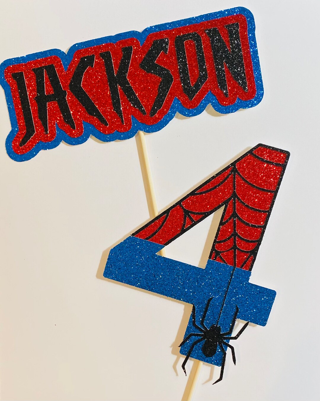 Personalized Spider Birthday Cake Topper Set. Glitter Cardstock Any ...