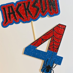 Personalized Spider Birthday Cake Topper Set. Glitter Cardstock Any ...