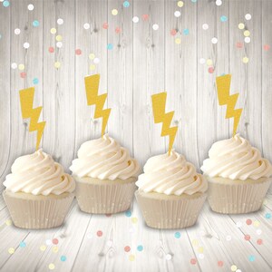 Lightening Bolt Glitter Cupcake Toppers- More Color Choices- Lightening ...