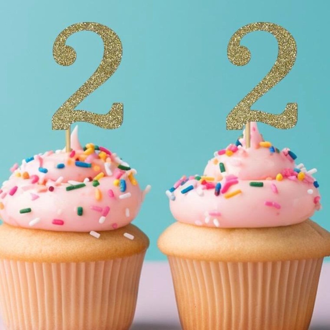 Number 2 Cupcake Toppers 2nd Birthday Cupcake Toppers -more Color ...