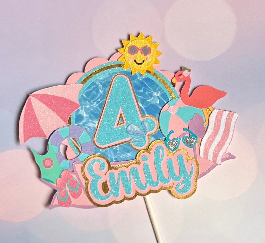 Personalized Pool Party Birthday Cake Topper Beach Cake Topper - Etsy