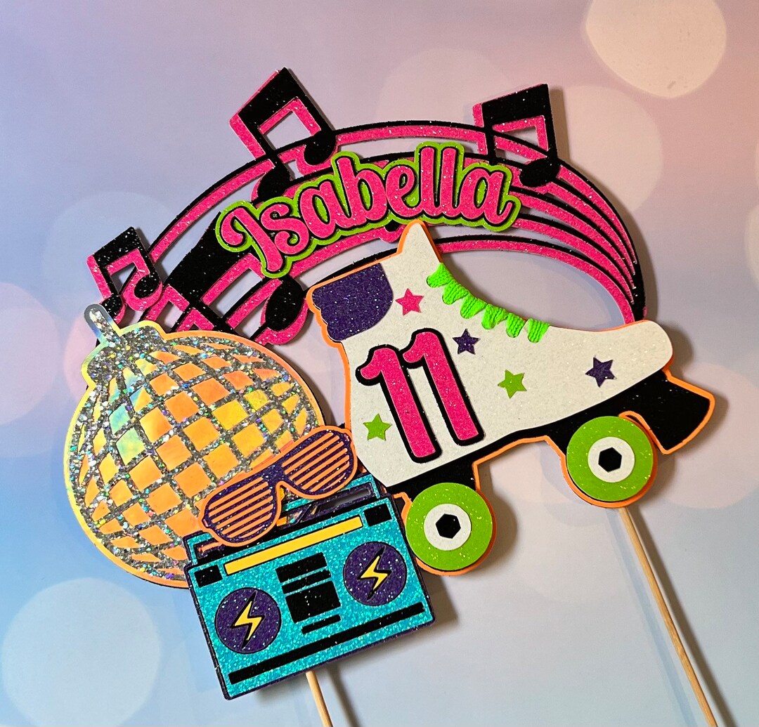 Roller Skating Birthday Cake Topper Glitter Cake Topper Any Number and ...