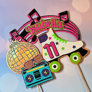 Roller Skating Birthday Cake Topper Glitter Cake Topper Any Number and ...