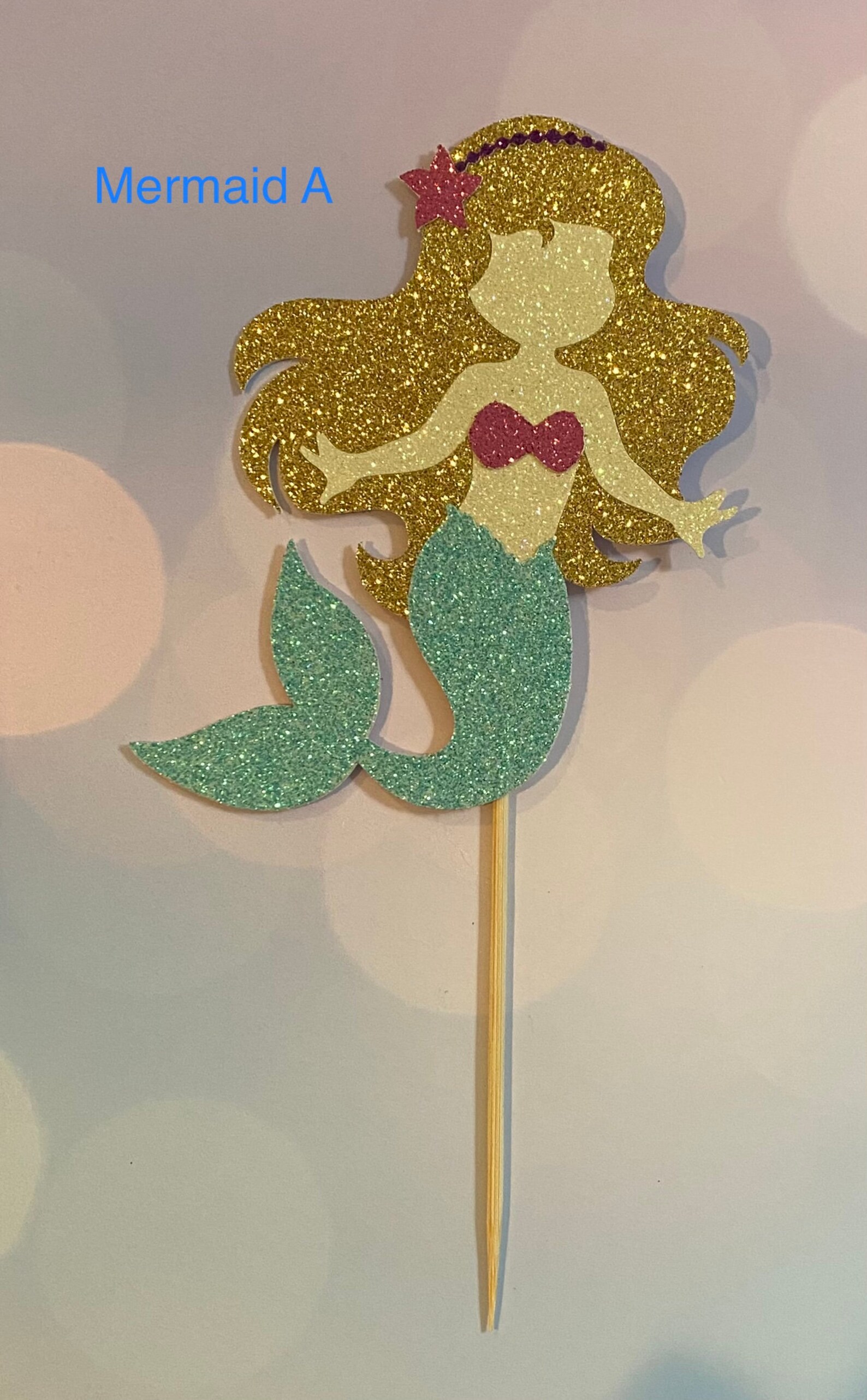 Mermaid Cake Topper Set Glitter Mermaid Cake Topper Mermaid - Etsy
