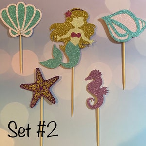 Mermaid Cake Topper Set Glitter Mermaid Cake Topper Mermaid Cake ...