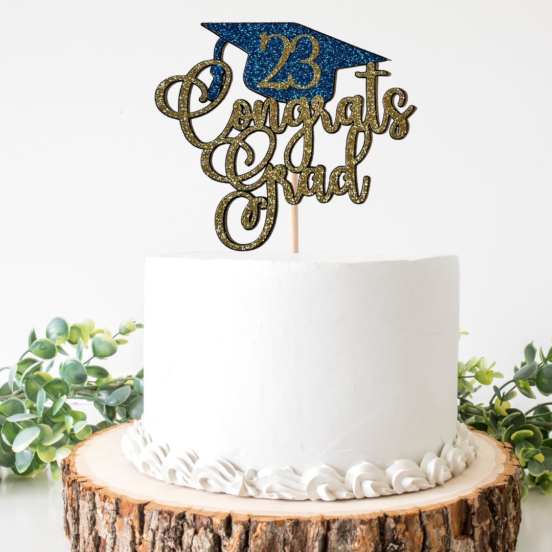 Graduation Cake Topper Glitter Cardstock Congrats Grad Cake Topper ...