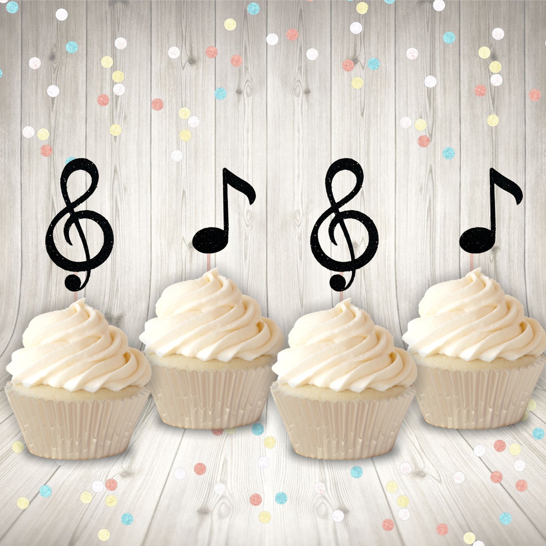 Music Notes Glitter Cupcake Toppers- More Color Choices Musical Notes ...