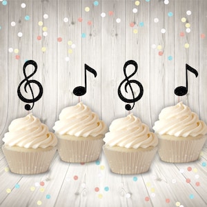 Music Notes Glitter Cupcake Toppers- More Color Choices Musical Notes ...