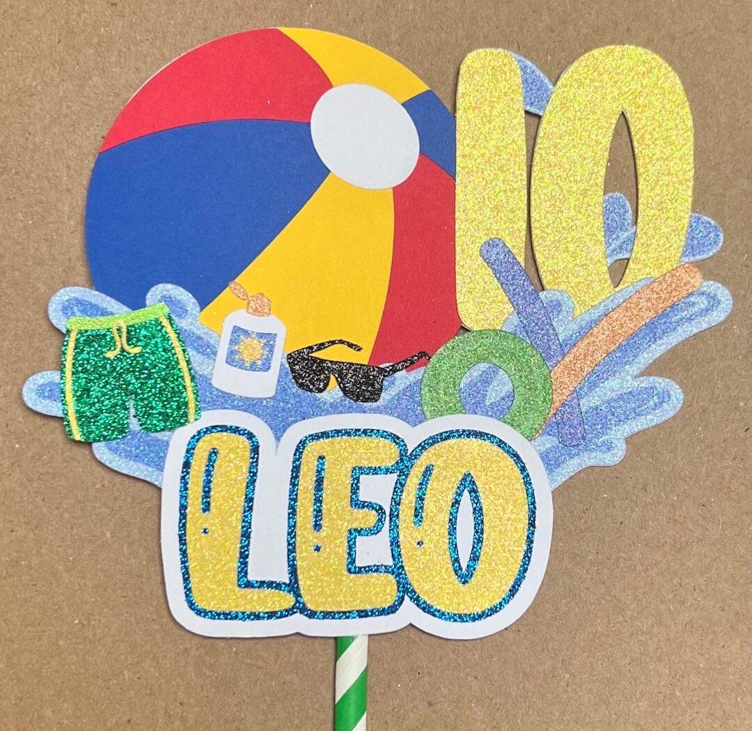 Personalized Pool Party Birthday Cake Topper - Etsy
