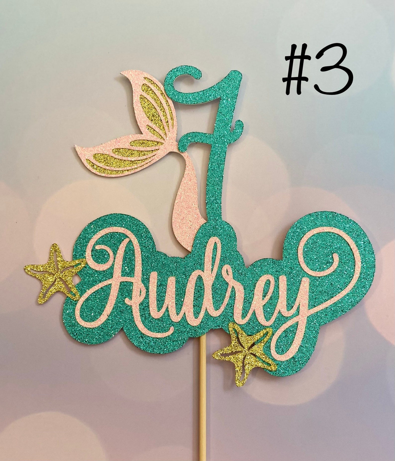 Customized Mermaid Glitter Birthday Cake Topper Glitter - Etsy