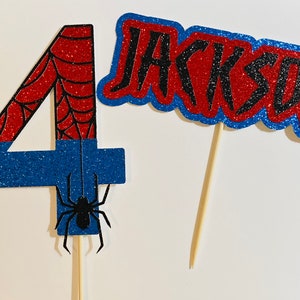 Personalized Spider Birthday Cake Topper Set. Glitter Cardstock Any ...