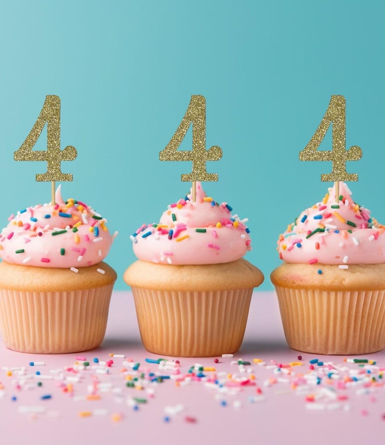 Number 4 Cupcake Toppers 4th Birthday Cupcake Toppers -more Color ...
