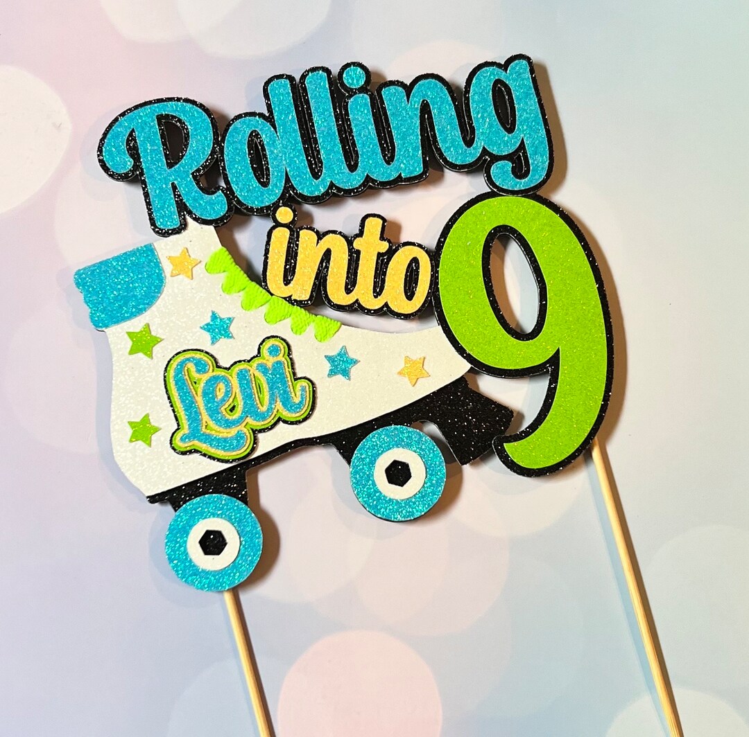 Roller Skating Birthday Cake Topper Glitter Cake Topper Any Number and ...