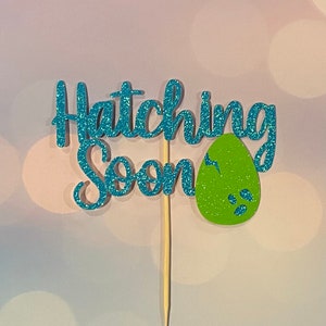 Hatching Soon Glitter Cake Topper Baby Shower Baby Cake Topper Dinosaur ...