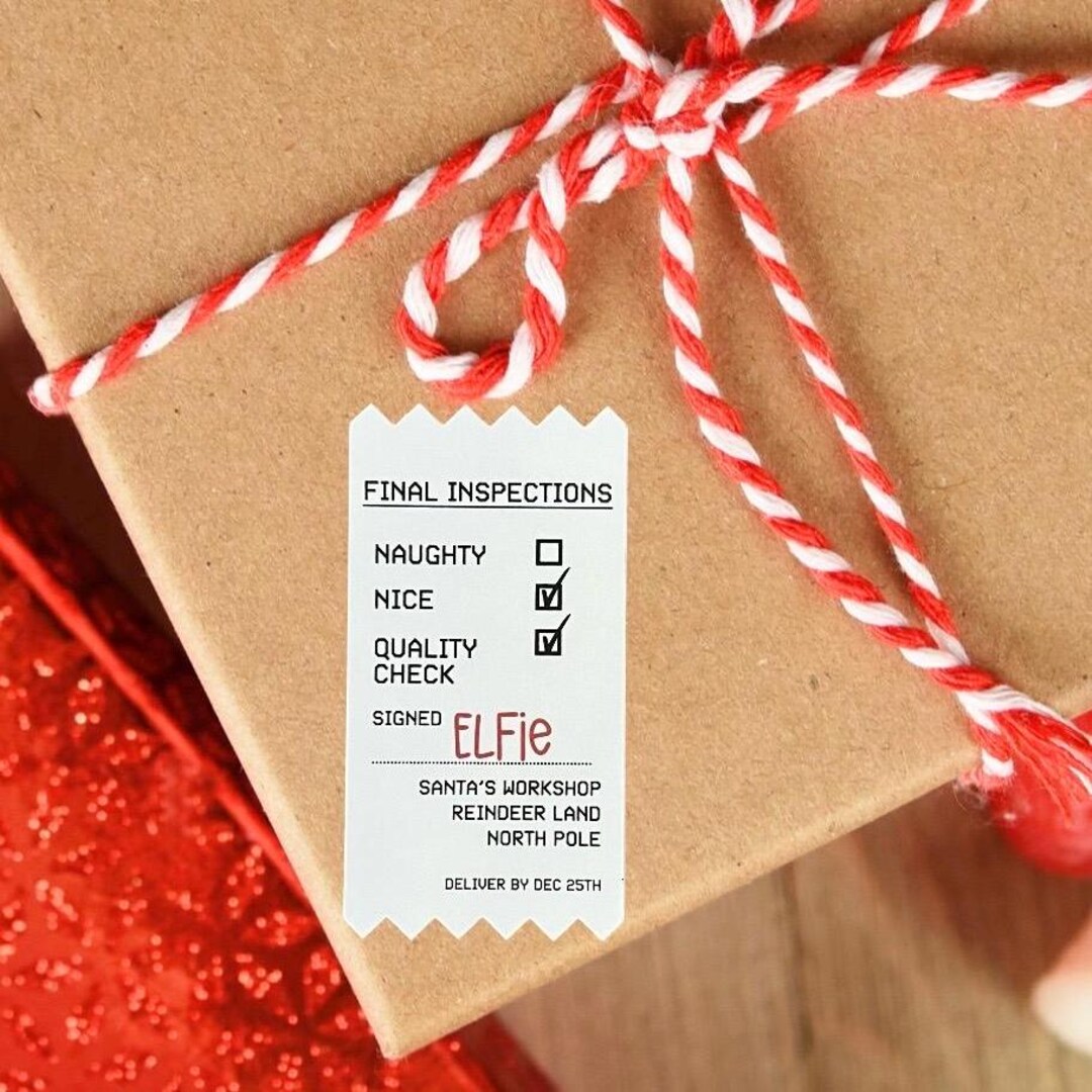 Elf Final Inspection Christmas Gift Tag Christmas Sticker Northpole ...