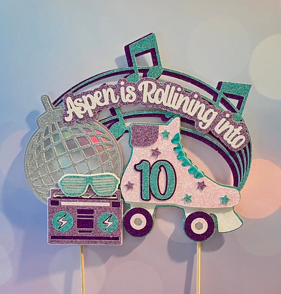 Roller Skating Birthday Cake Topper Glitter Cake Topper Any Number and ...