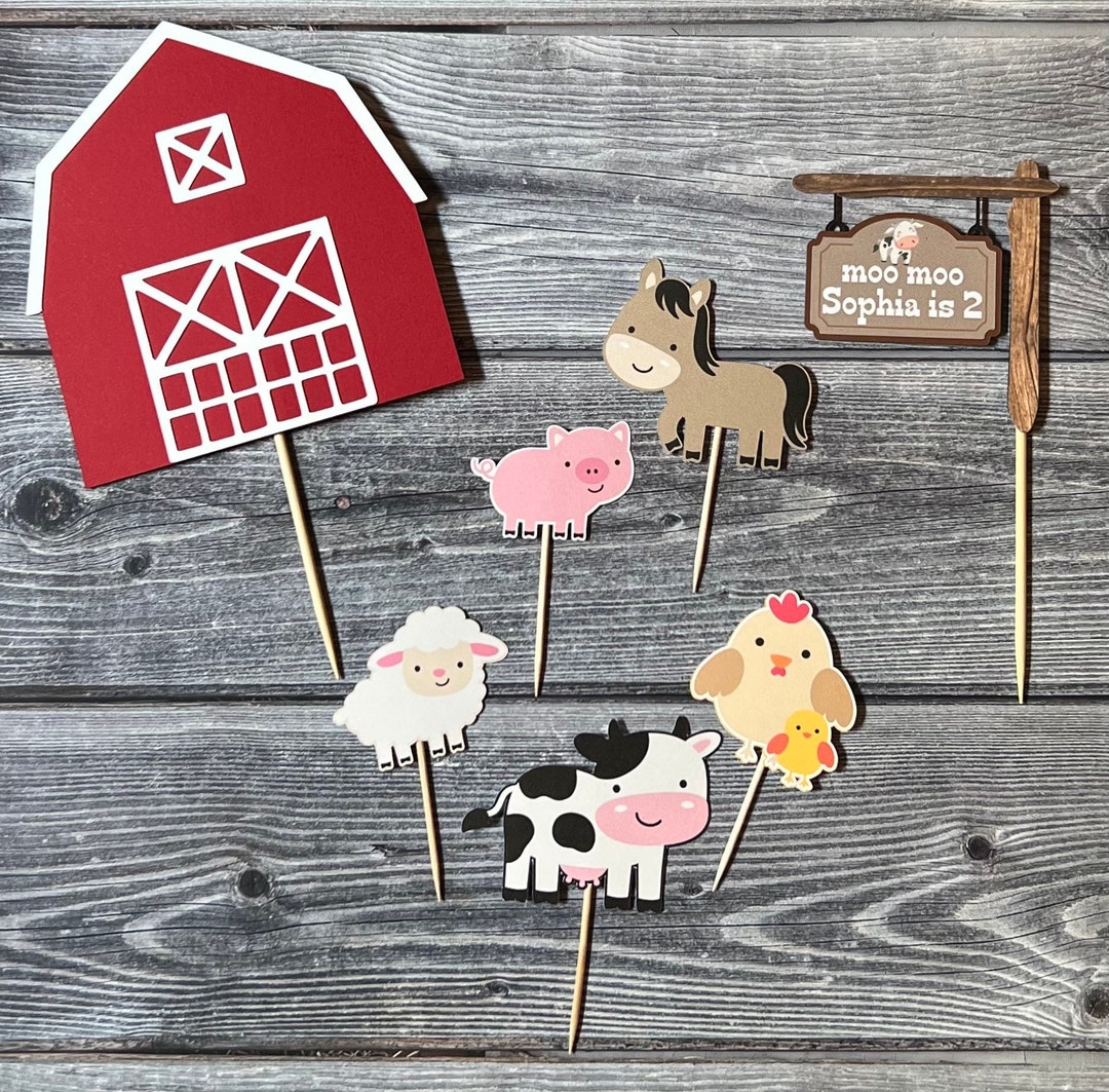 Farm Cake Topper Set Farm Birthday Barn Cake Topper Set Farm Scene Cake ...