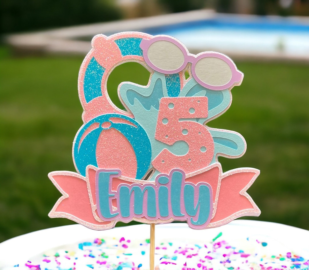 Personalized Pool Party Birthday Cake Topper Beach Cake Topper - Etsy
