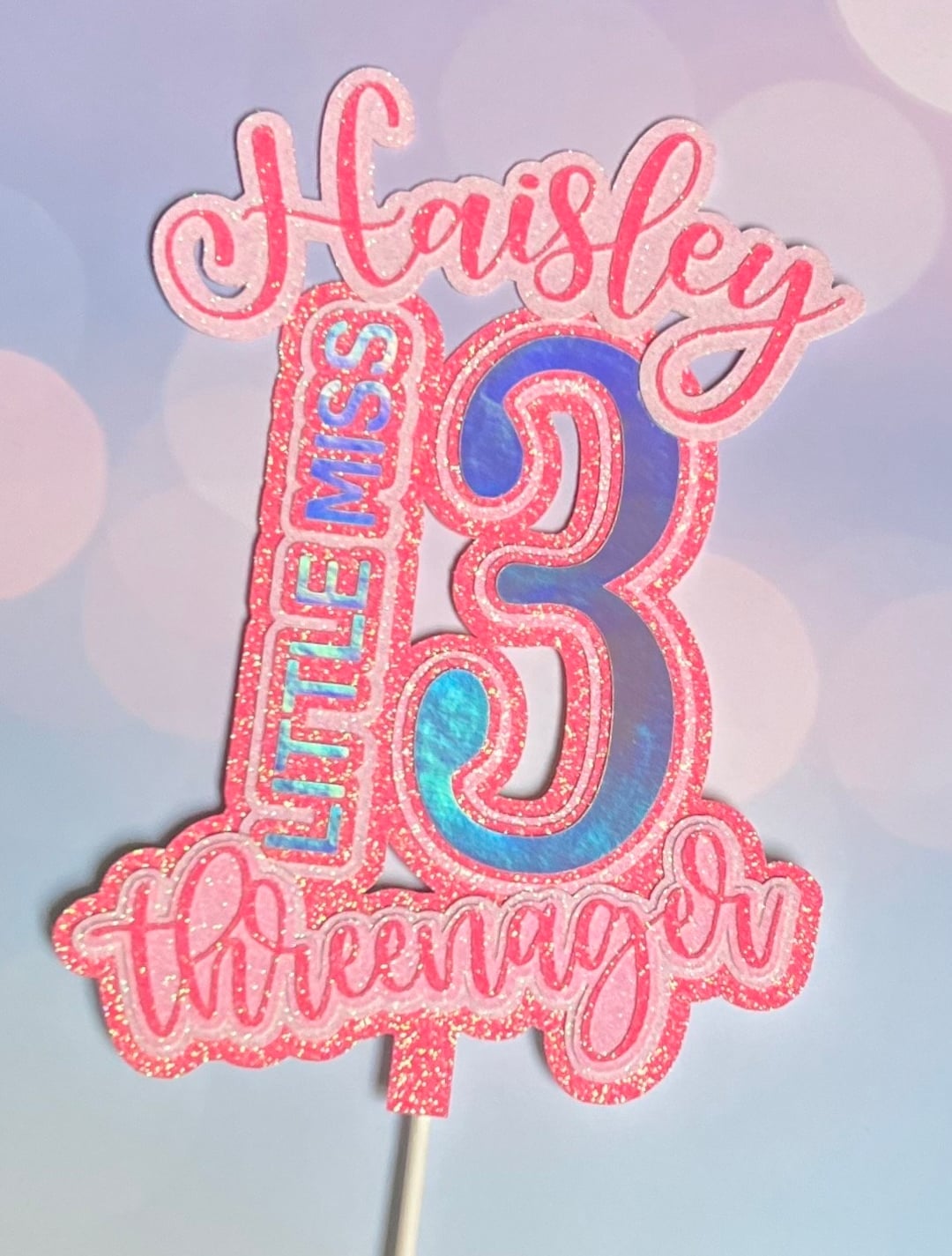 Little Miss Threenager Cake Topper 3nager 3rd Birthday Cake Topper ...