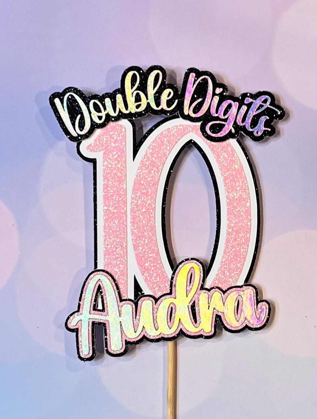 10 Year Old Double Digits Birthday Cake Topper Glitter Cardstock- More ...