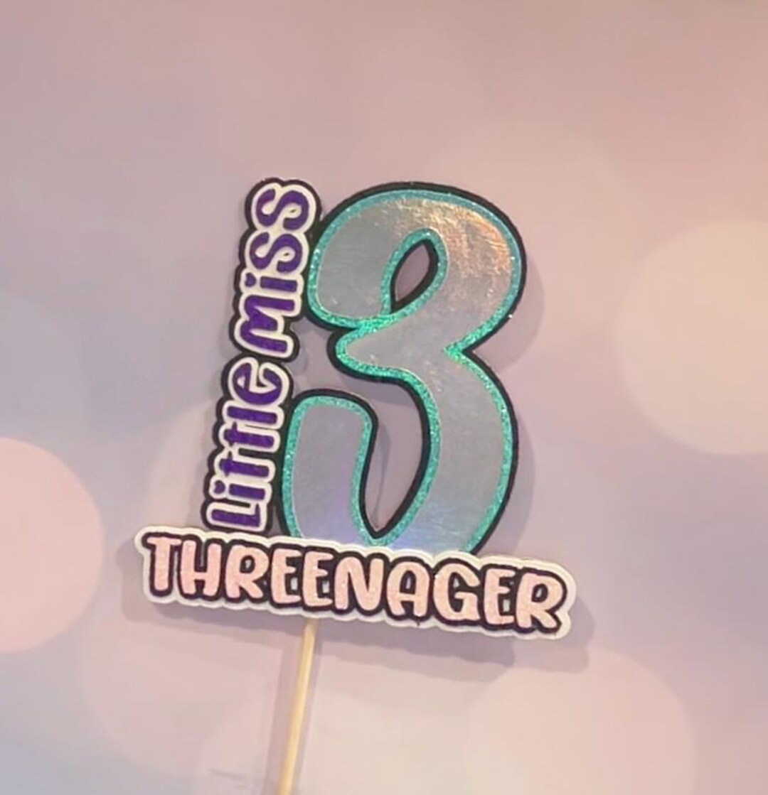 Little Miss Threenager Cake Topper 3nager 3rd Birthday Cake Topper ...
