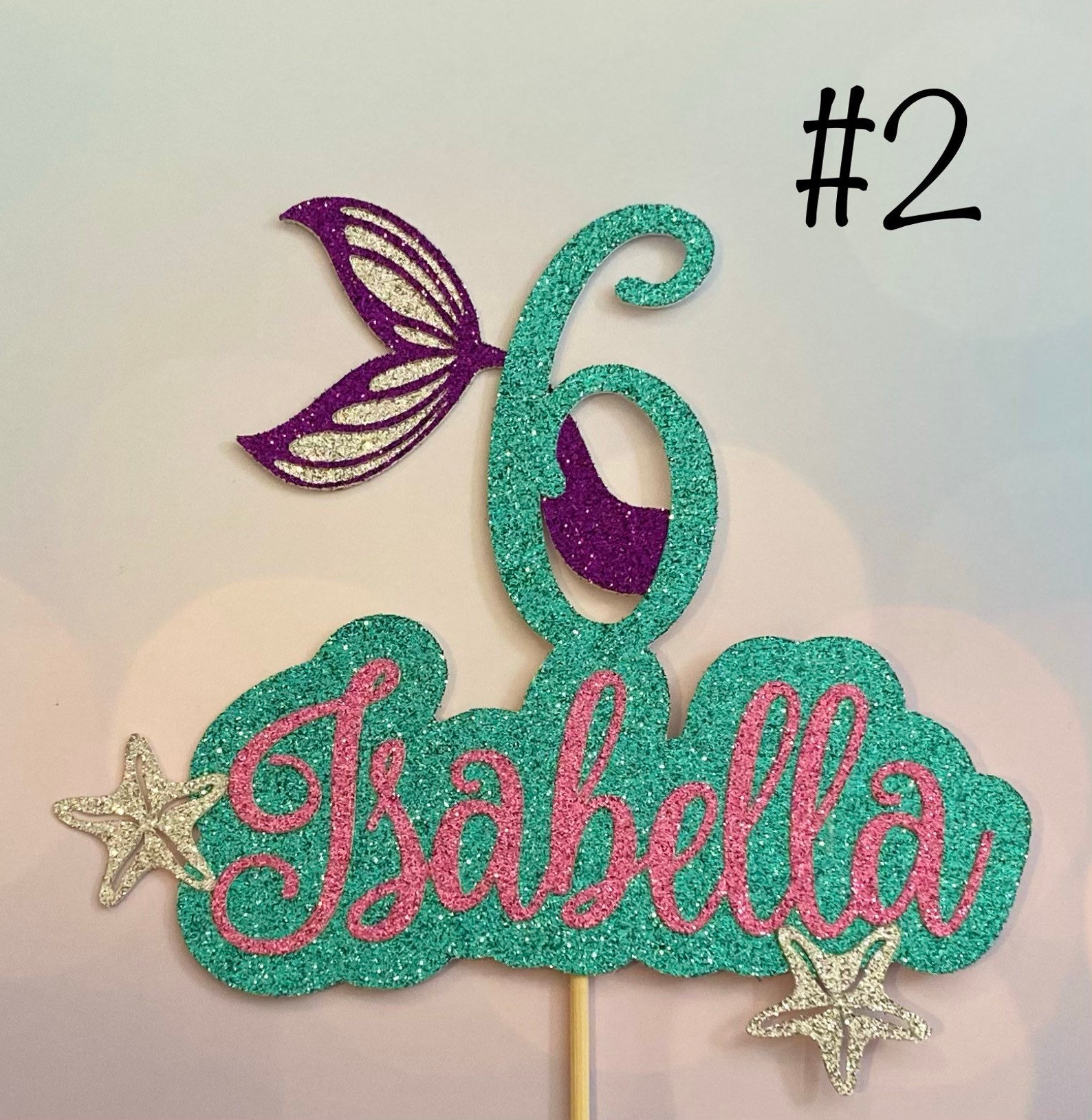 Customized Mermaid Glitter Birthday Cake Topper Glitter - Etsy