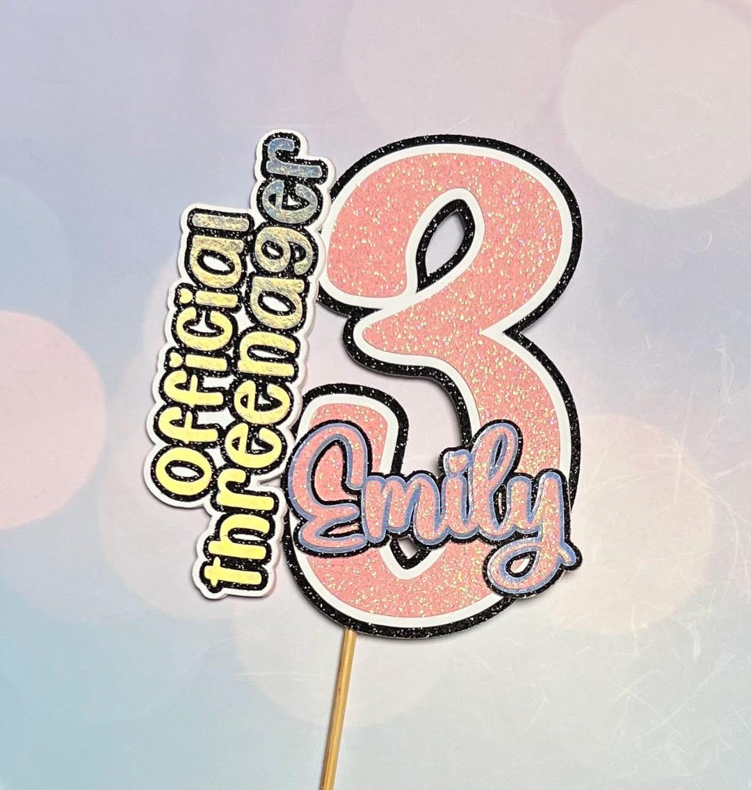 Little Miss Threenager Cake Topper 3nager 3rd Birthday Cake Topper ...