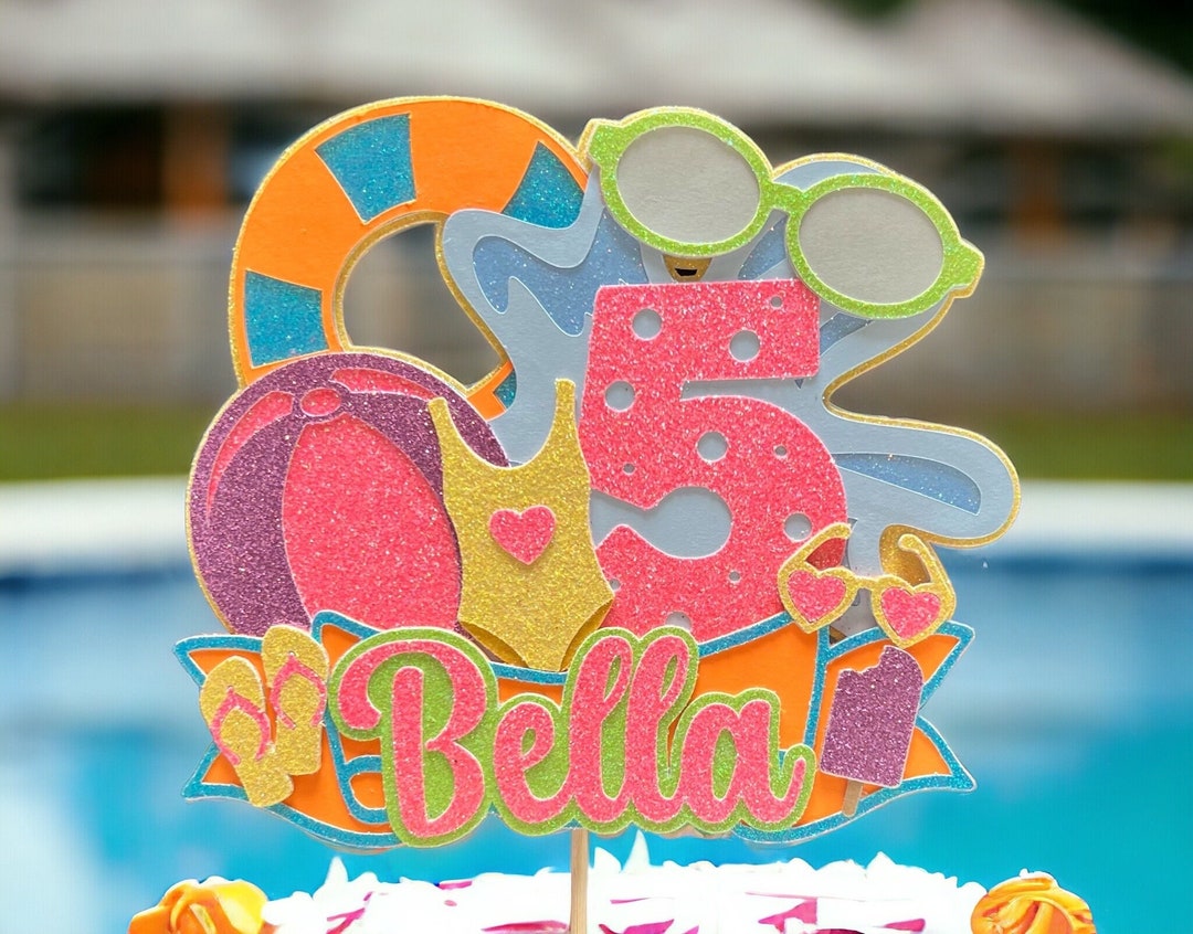 Personalized Pool Party Birthday Cake Topper Beach Cake Topper - Etsy