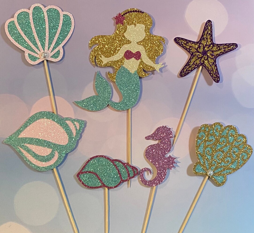 Mermaid Cake Topper Set Glitter Mermaid Cake Topper Mermaid Cake ...