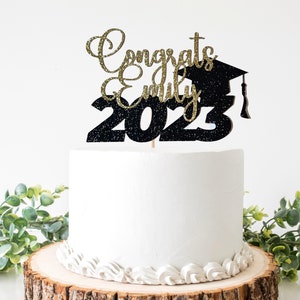 Personalized Graduation Cake Topper Glitter Cardstock Congrats Grad ...