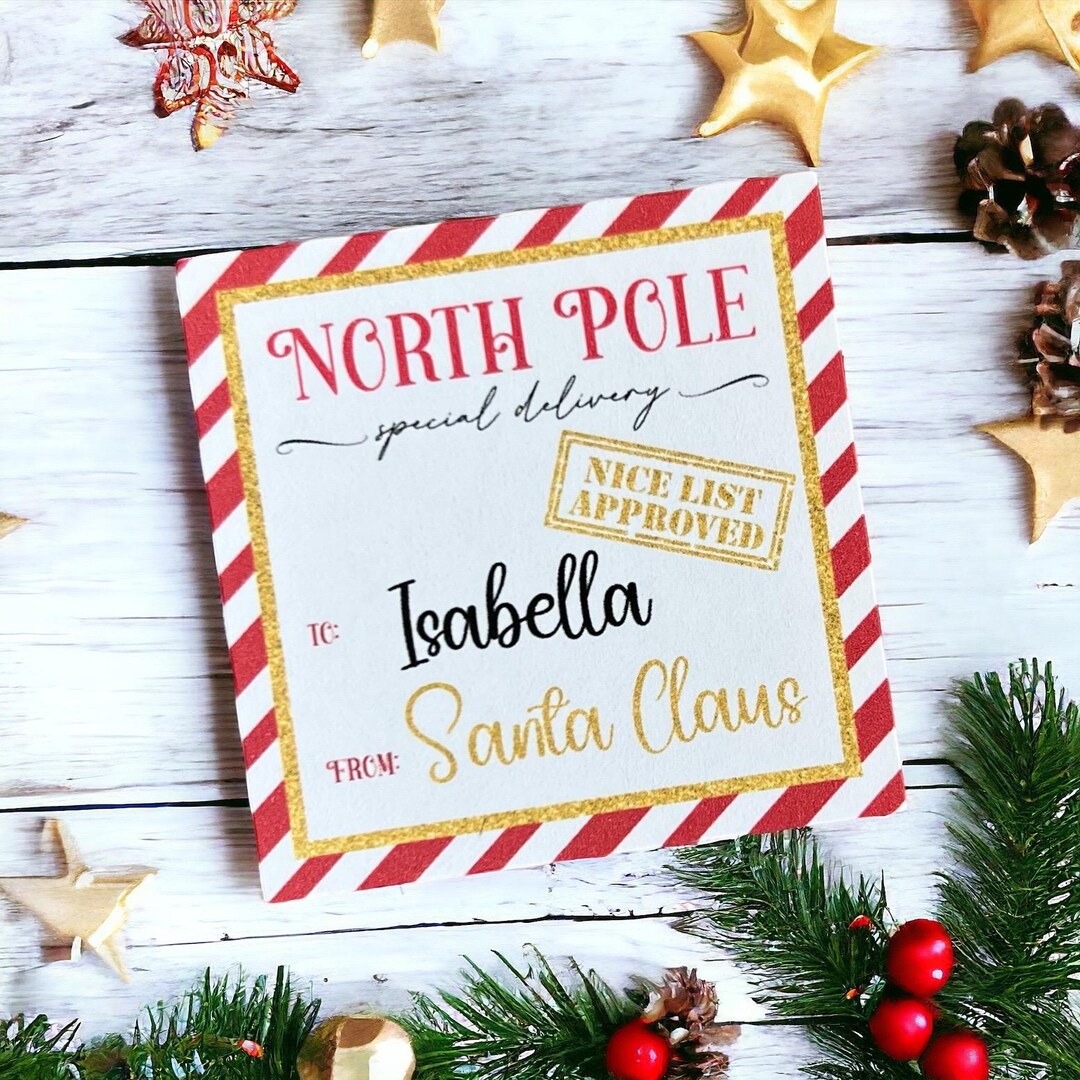 Personalized North Pole Christmas Gift Labels Santa Labels, Santa Gift ...
