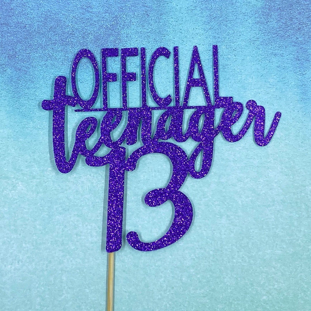 Official Teenager 13 Cake Topper Glitter Cardstock- Any Color - Etsy