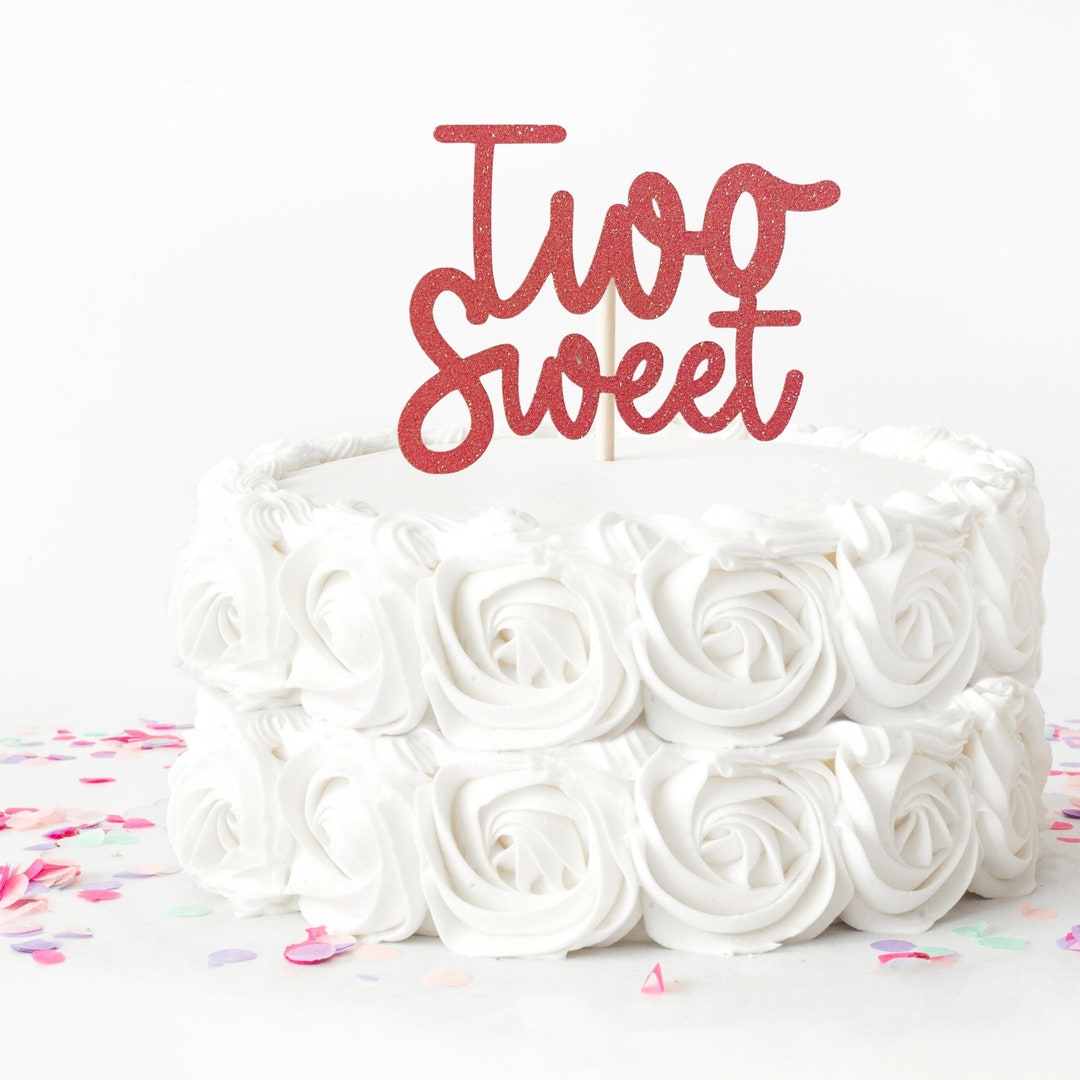 TWO Sweet Birthday Cake Topper Glitter Birthday Cake Topper 2nd ...