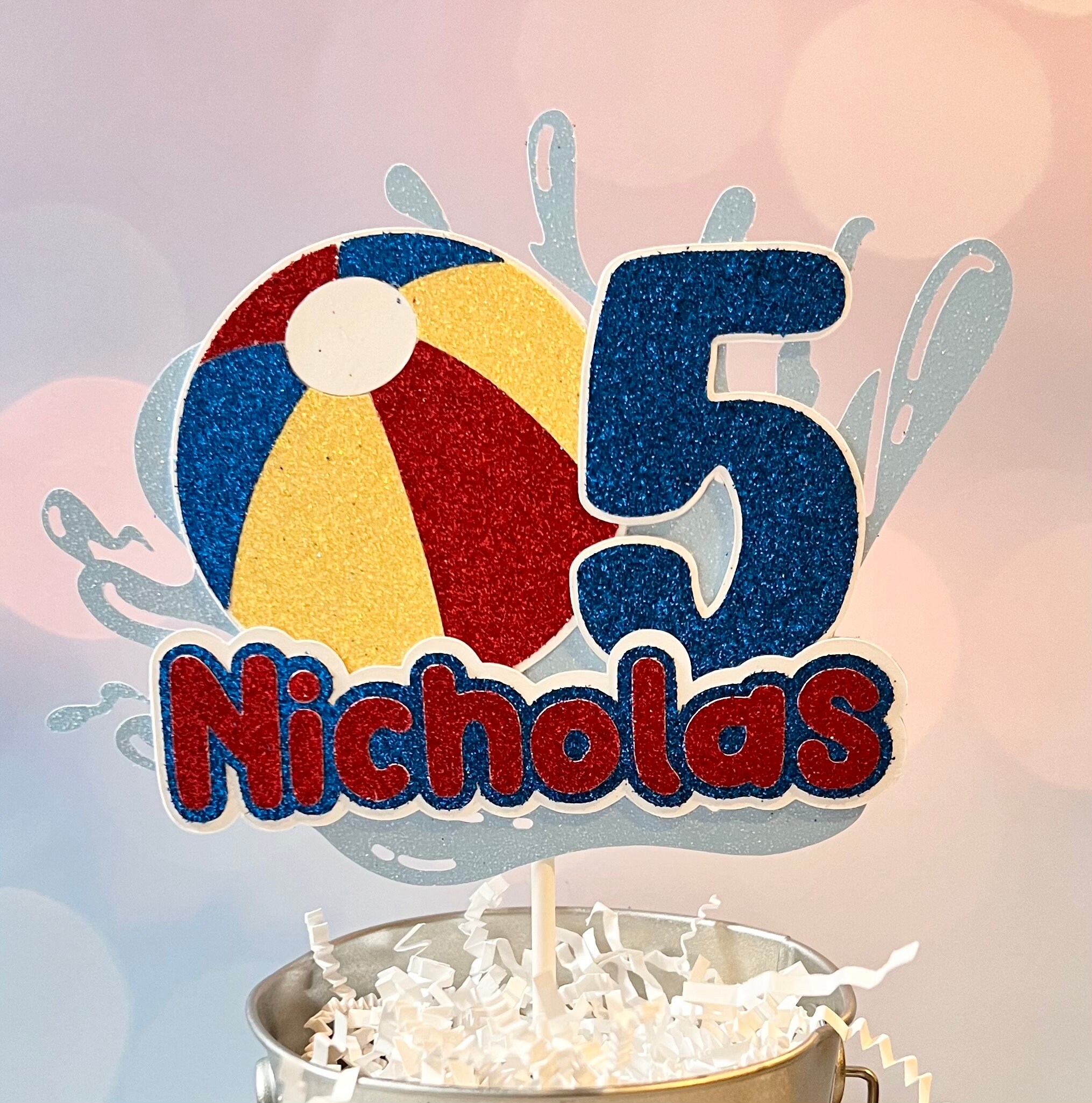 Personalized Pool Party Birthday Cake Topper - Etsy