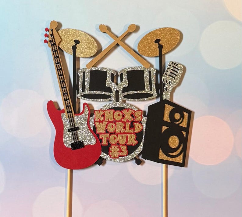 Personalized Rock N Roll Cake Topper, Drummer Cake Topper, Music Cake ...