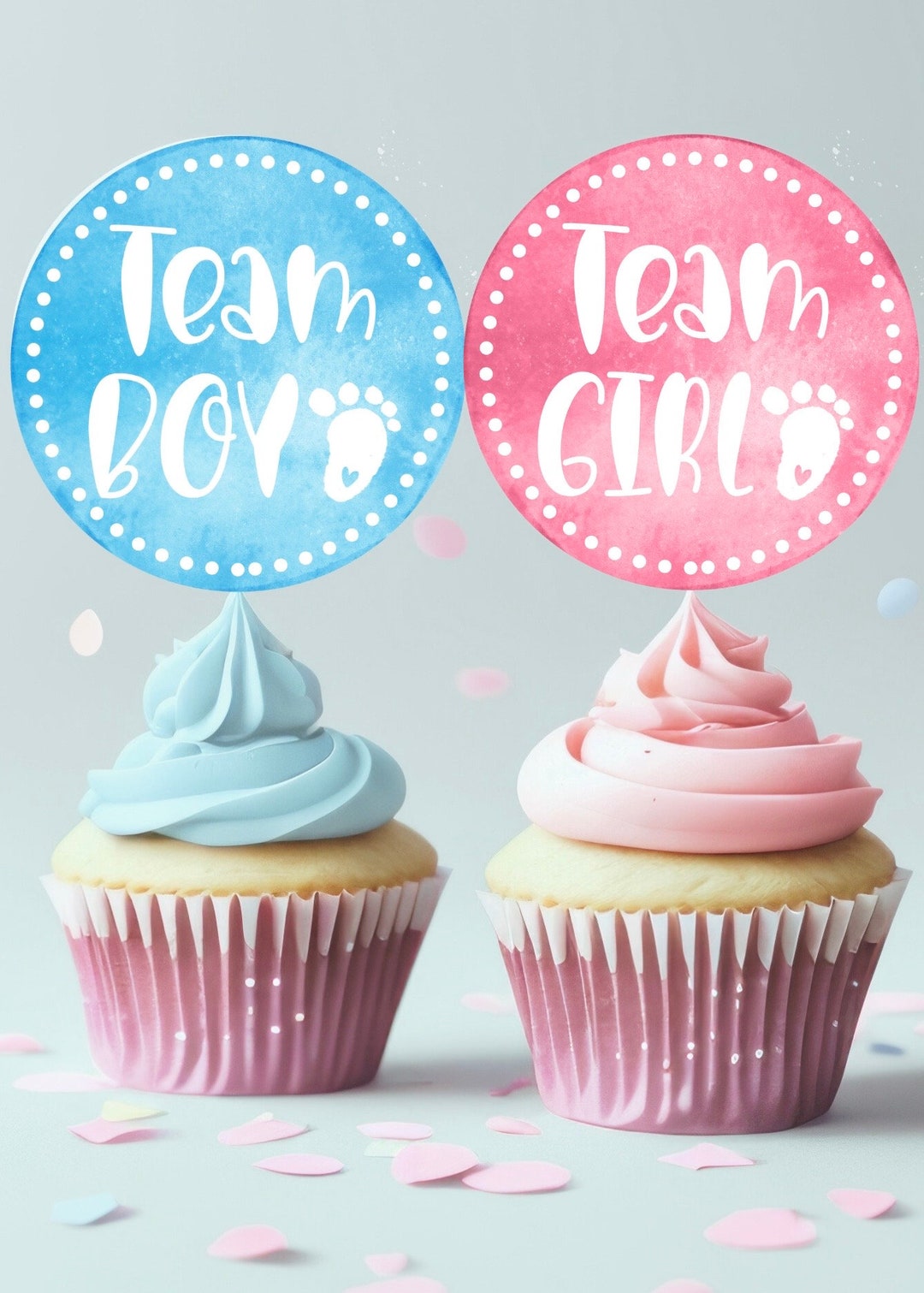 Team Boy Team Girl Cupcake Toppers Gender Reveal Cupcake Toppers - Etsy