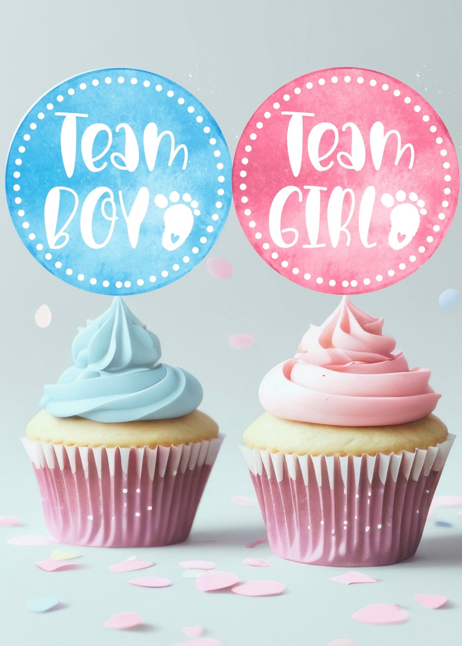 Team Boy Team Girl Cupcake Toppers Gender Reveal Cupcake Toppers - Etsy