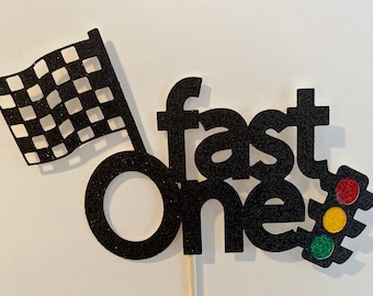 First Birthday Cake Topper Fast One Racing 1st Birthday-speed - Etsy