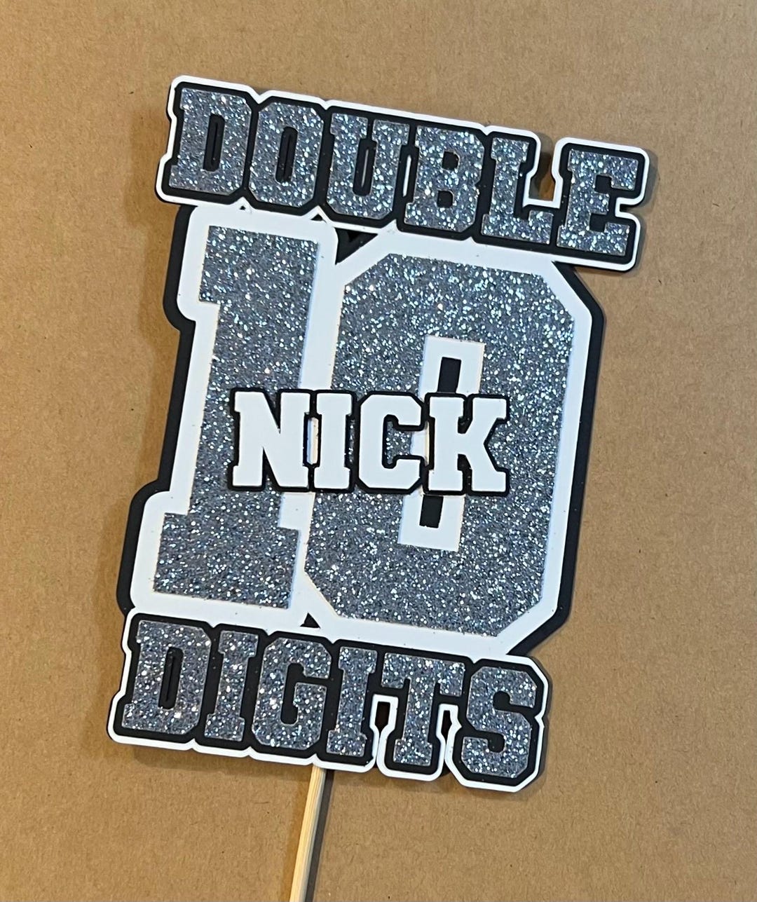 10 Year Old Double Digits Birthday Cake Topper Glitter Cardstock- More ...
